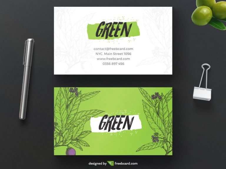 Free Green bio business card download | PsdDaddy.com