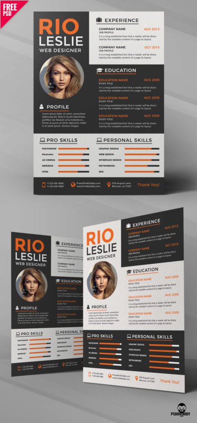 Creative Resume CV PSD Template | PsdDaddy.com
