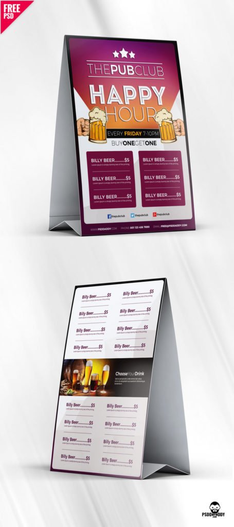 [Download] Beer Cafe Tent Card Free PSD | PsdDaddy.com