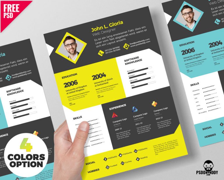 Creative Resume CV PSD Template | PsdDaddy.com