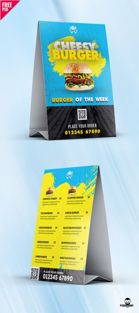 Food Menu Tent Card Design Free PSD | PsdDaddy.com