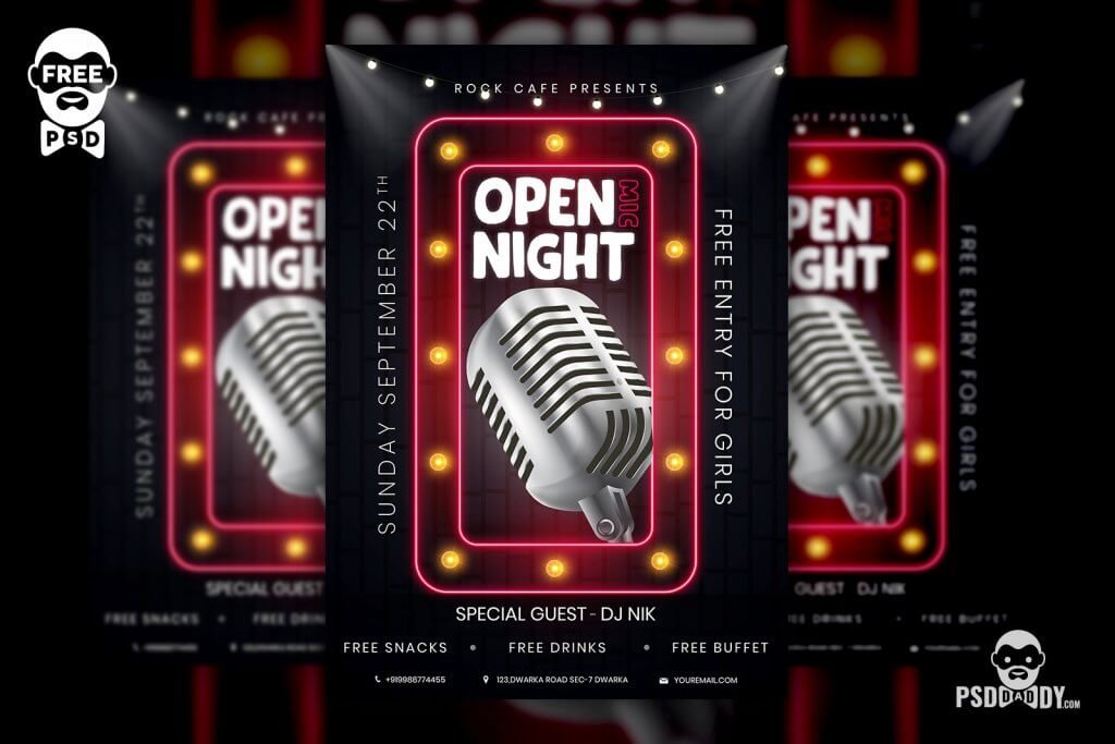 Open Mic Night Flyer Free PSD | PsdDaddy.com