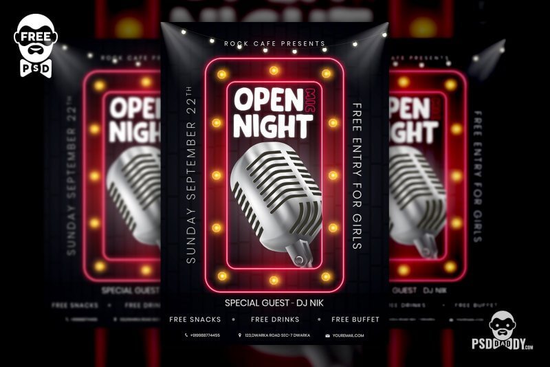 Open Mic Night Flyer Free PSD PsdDaddy