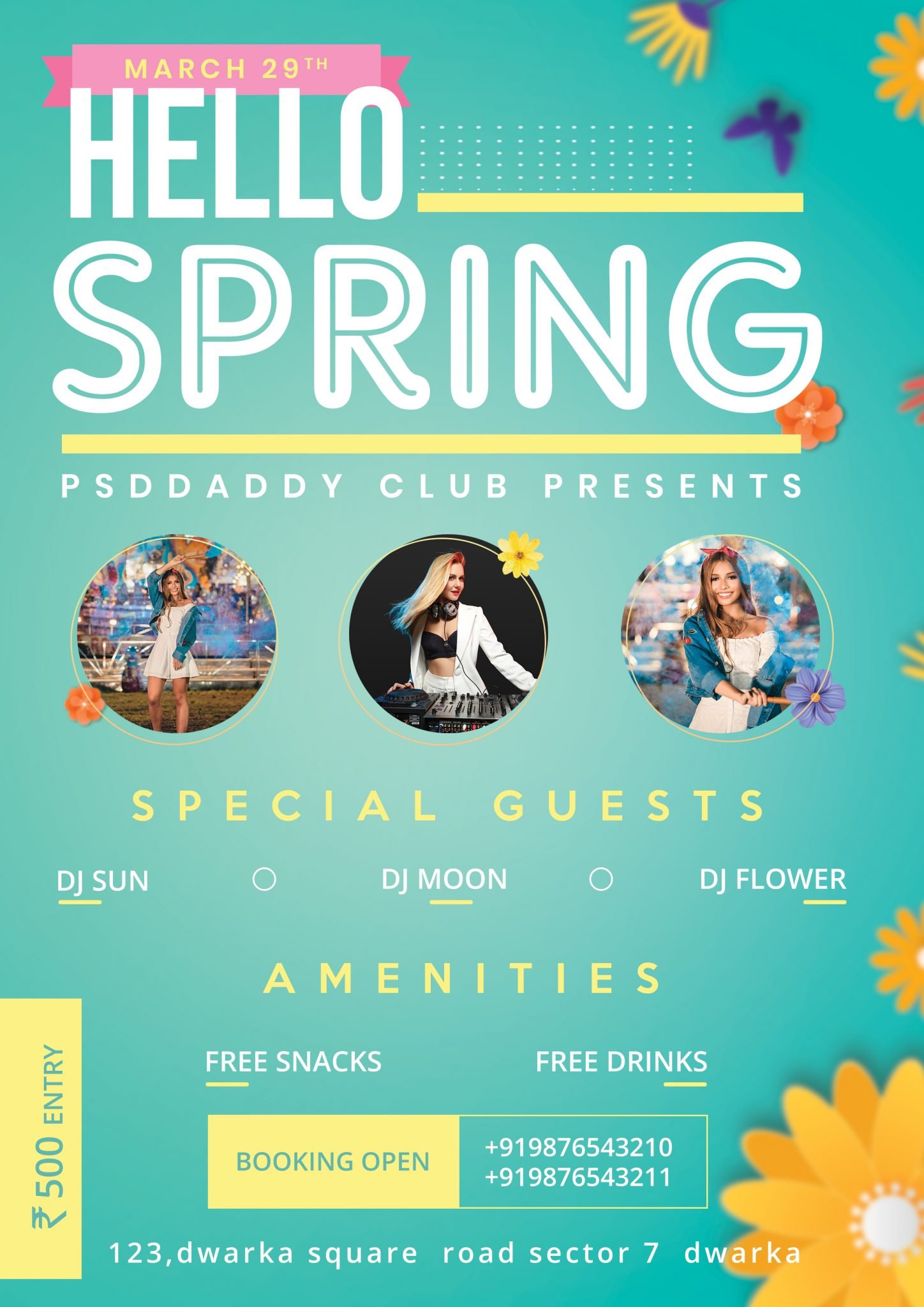 Spring Party Flyer PSD Template | PsdDaddy.com